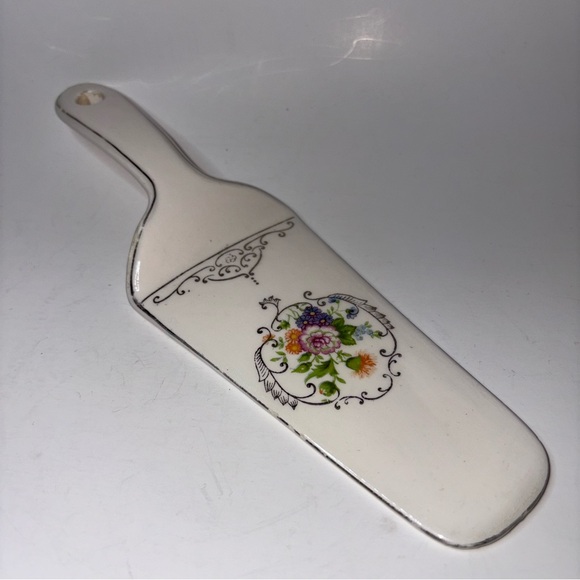 Kitchen | Vintage Ceramic Cake Server With Hand Painted Flowers By ...